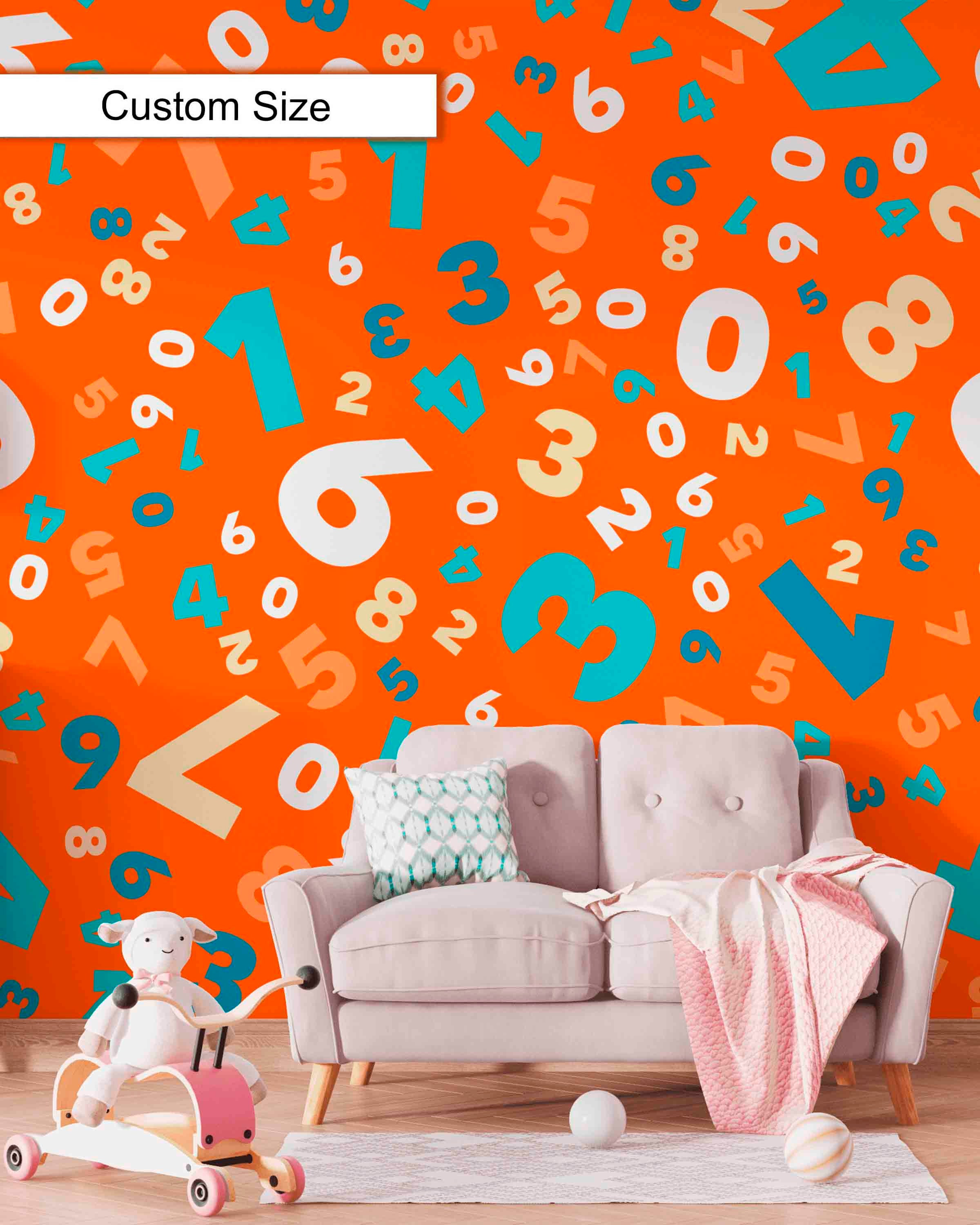 Numbers Decal, Kids Wallpaper, Nursery Wallpaper, Kids Wall Decal, Peel ...