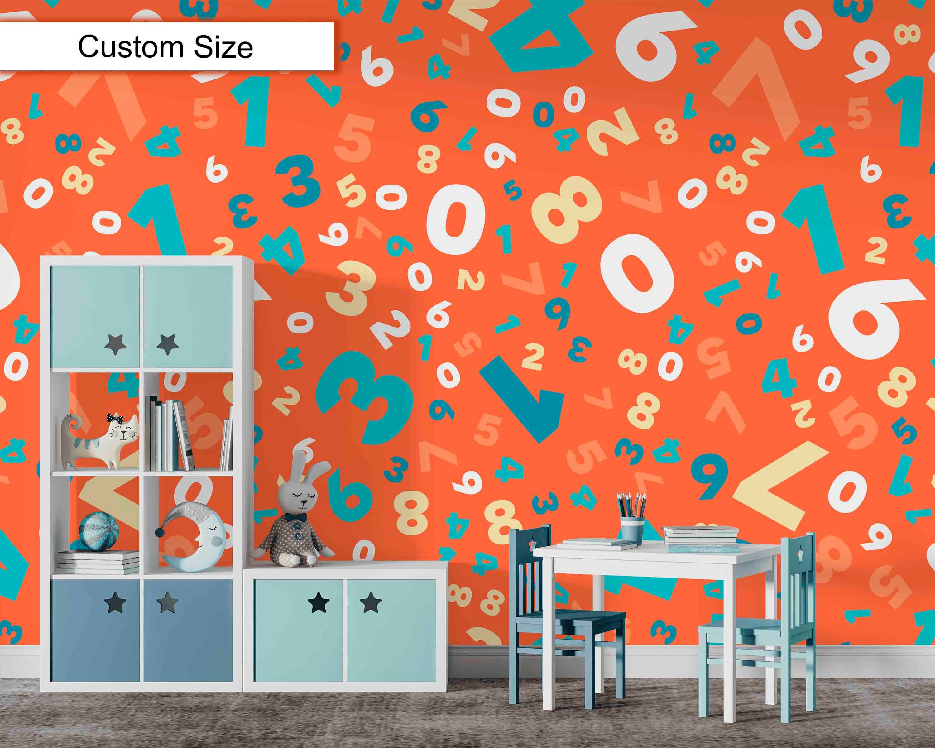 Numbers Decal, Kids Wallpaper, Nursery Wallpaper, Kids Wall Decal, Peel ...