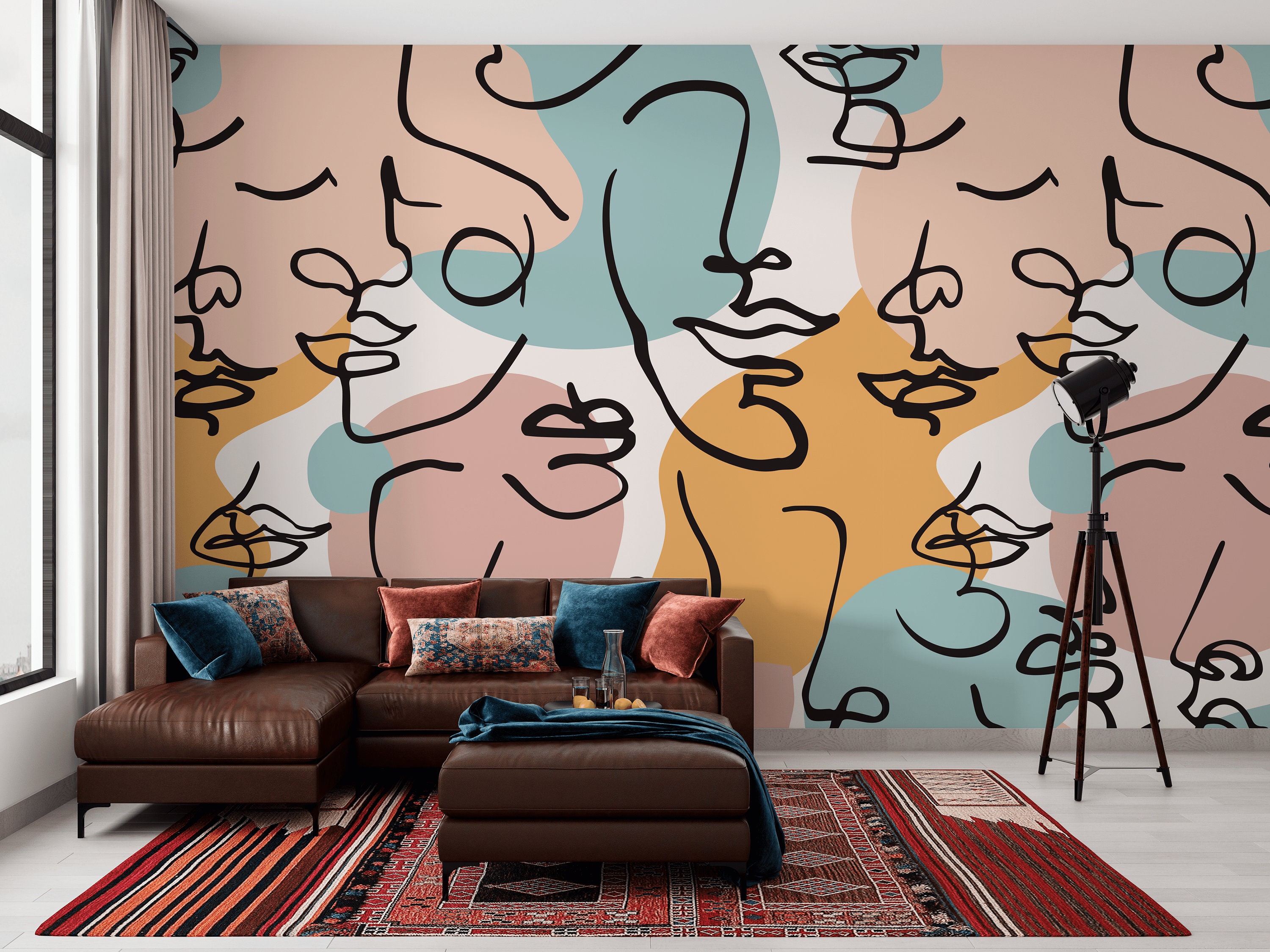 Faces Print Wallpaper, Abstract Face Wallpaper, Art Faces Wallpaper ...