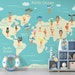 Big Print Kids World Map With Countries and Animals Nursery - Etsy
