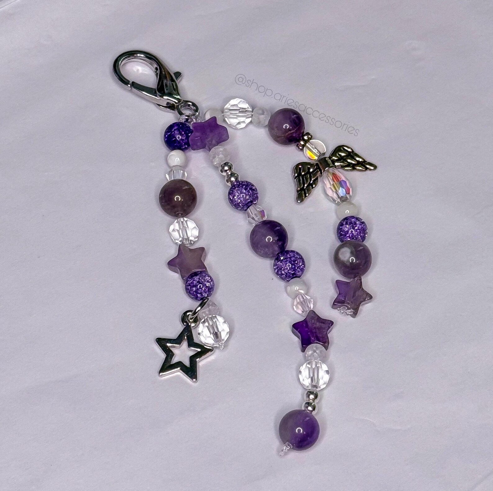 Purple Paradise Keychain, Handmade Bead Keychain, Aesthetic Keychain ...