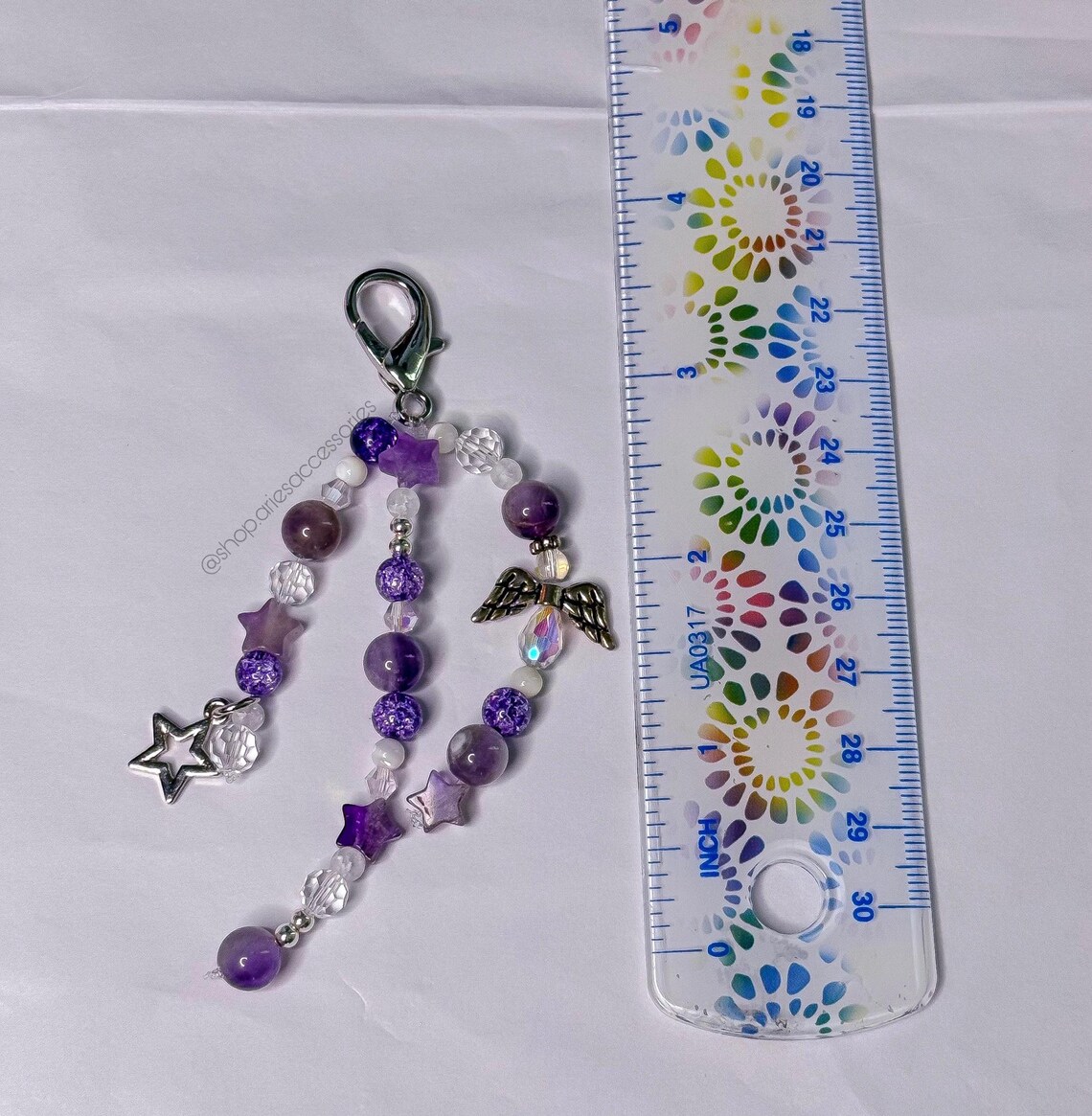 Purple Paradise Keychain, Handmade Bead Keychain, Aesthetic Keychain ...