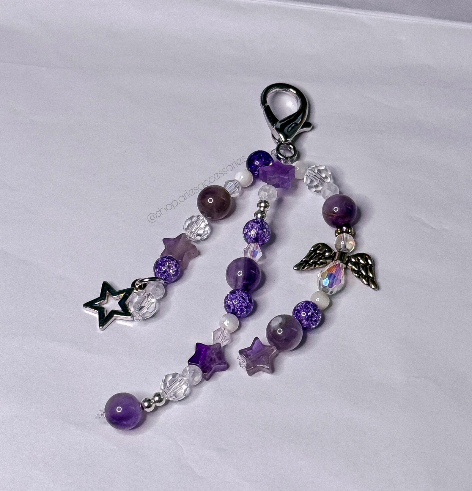 Purple Paradise Keychain, Handmade Bead Keychain, Aesthetic Keychain ...
