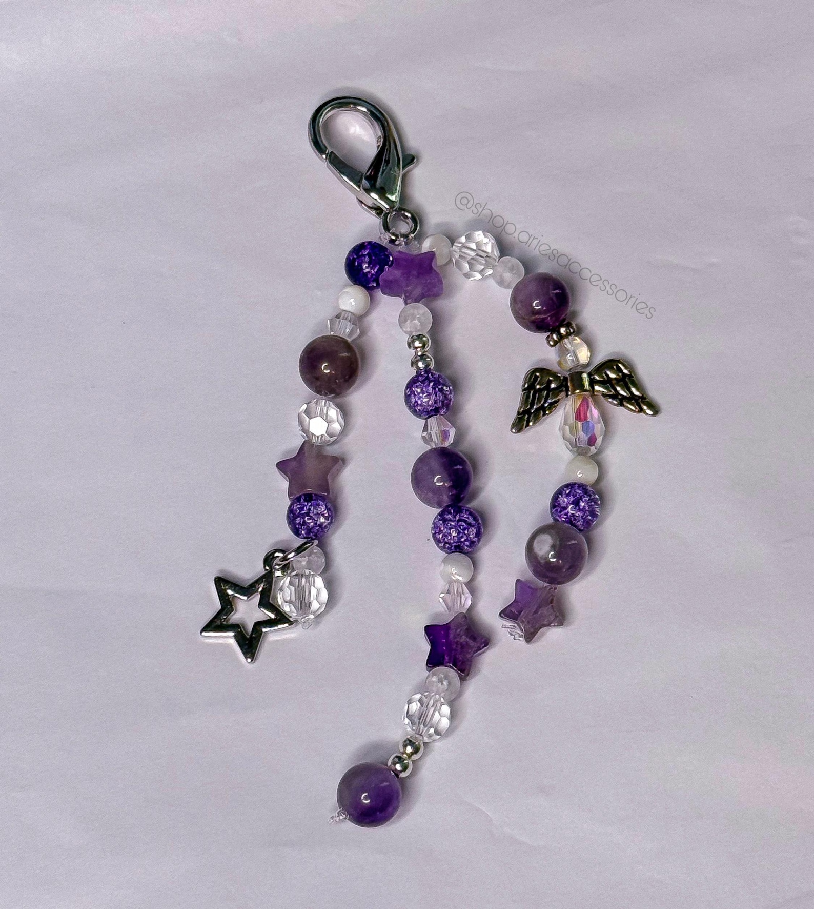 Purple Paradise Keychain, Handmade Bead Keychain, Aesthetic Keychain ...