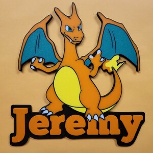 Custom Charizard Name 3d Printed Name Desk Sign Kids Sign Gift Stand ...