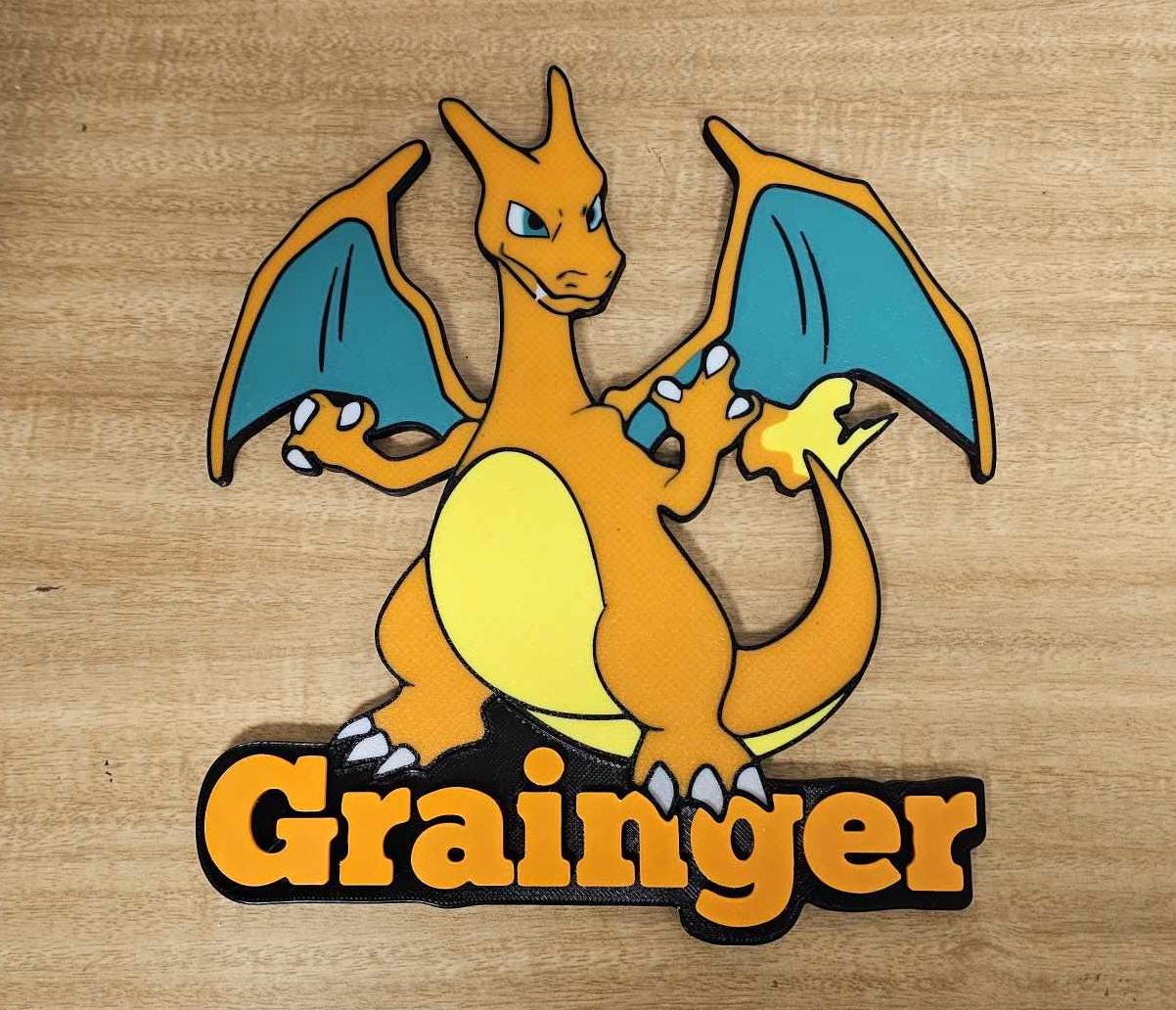 Custom Charizard Name 3d Printed Name Desk Sign Kids Sign Gift Stand ...