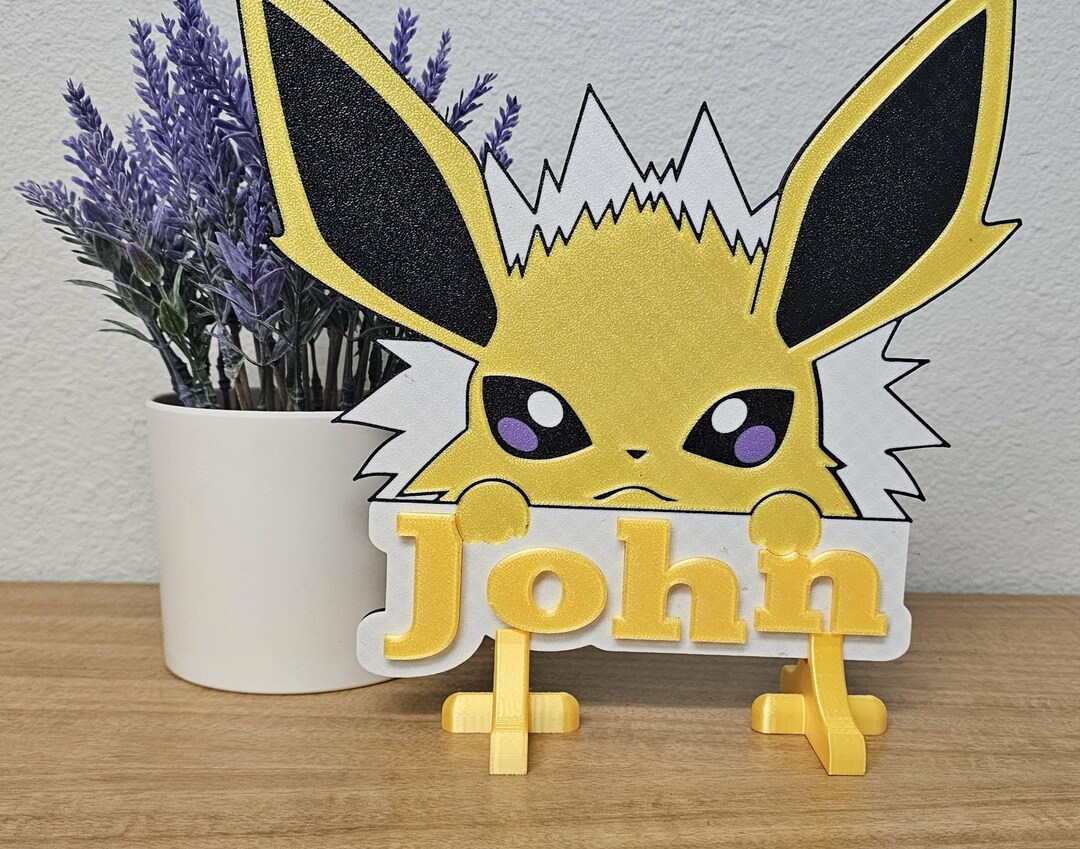 Custom Jolteon Name 3d Printed Name Desk Sign Kids Sign Gift Stand ...