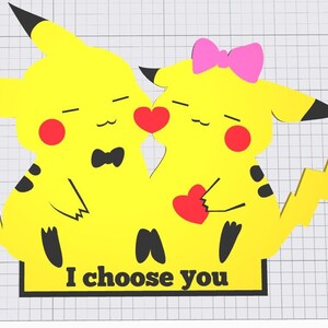 Pokemon Name Plate Love Sign Desk Sign Kids, 3d Printed I Choose You ...