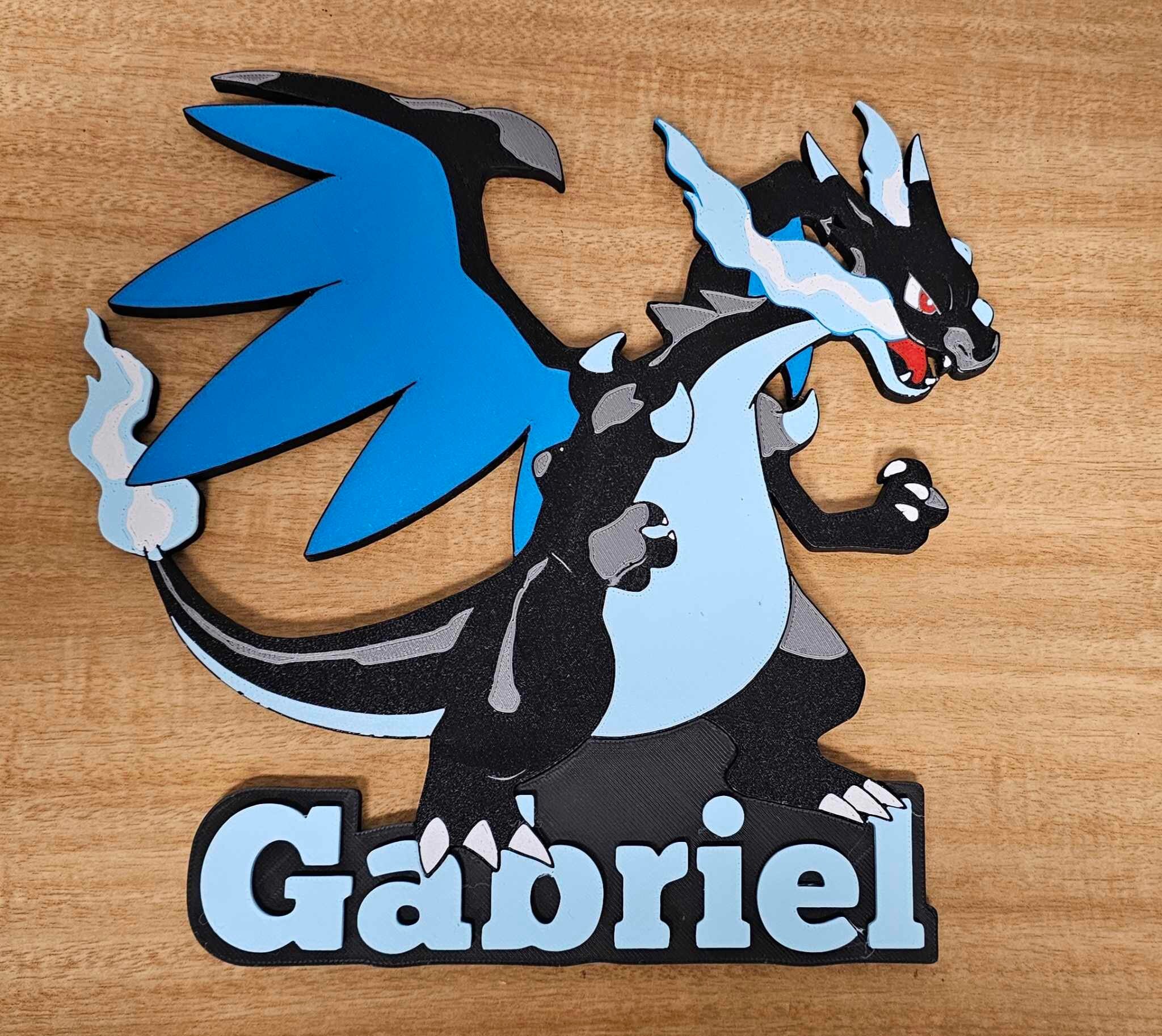 Custom Mega Charizard X 3d Printed Name _ Desk Sign Kids Sign _ Gift ...