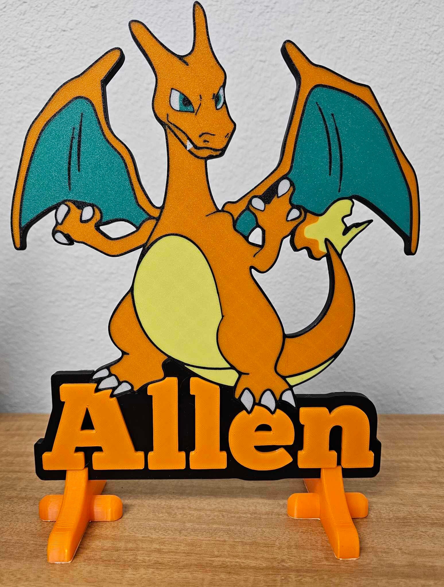 Custom Charizard Name 3d Printed Name Desk Sign Kids Sign Gift Stand ...