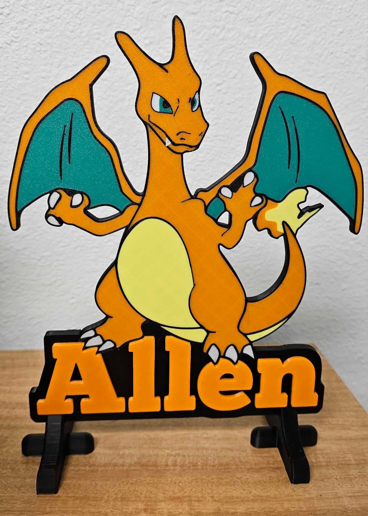 Custom Charizard Name 3d Printed Name Desk Sign Kids Sign Gift Stand ...