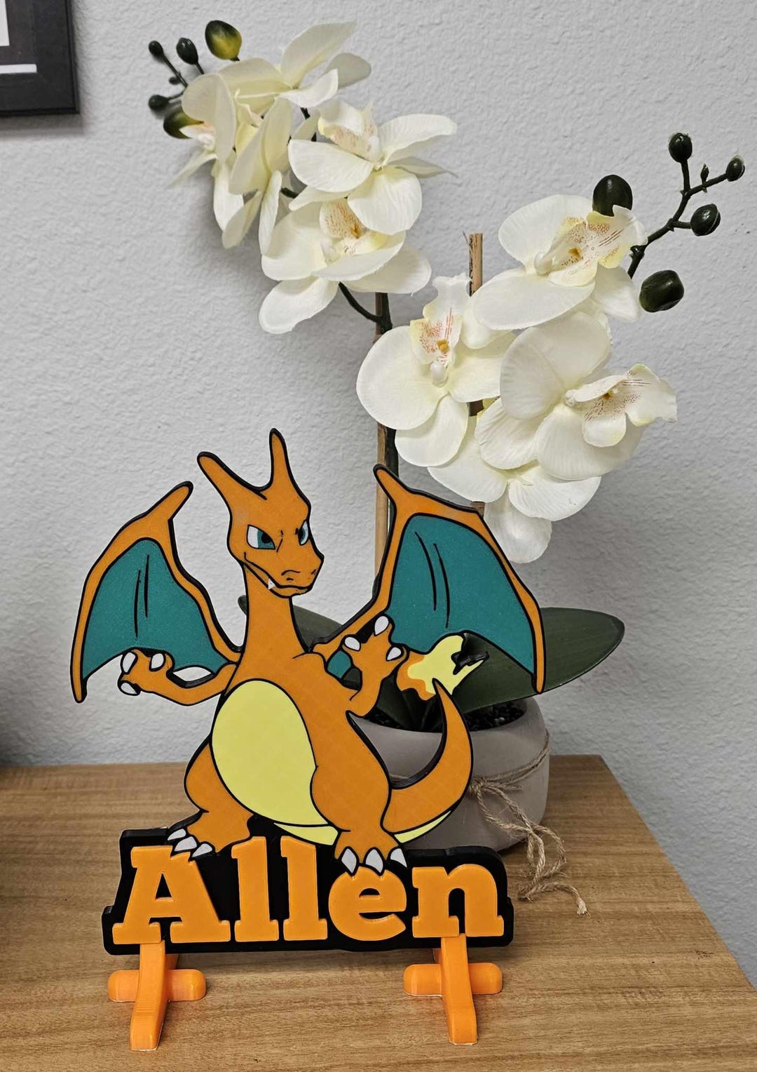 Custom Charizard Name 3d Printed Name Desk Sign Kids Sign Gift Stand ...