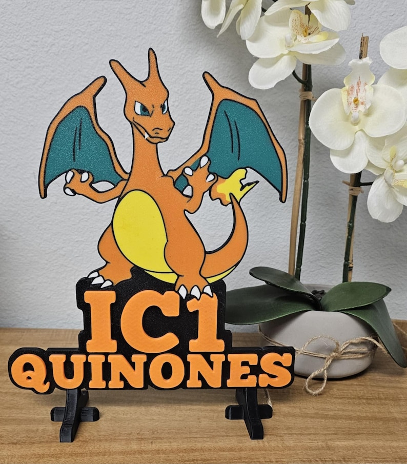 Custom Charizard Name 3d Printed Name Desk Sign Kids Sign Gift Stand ...