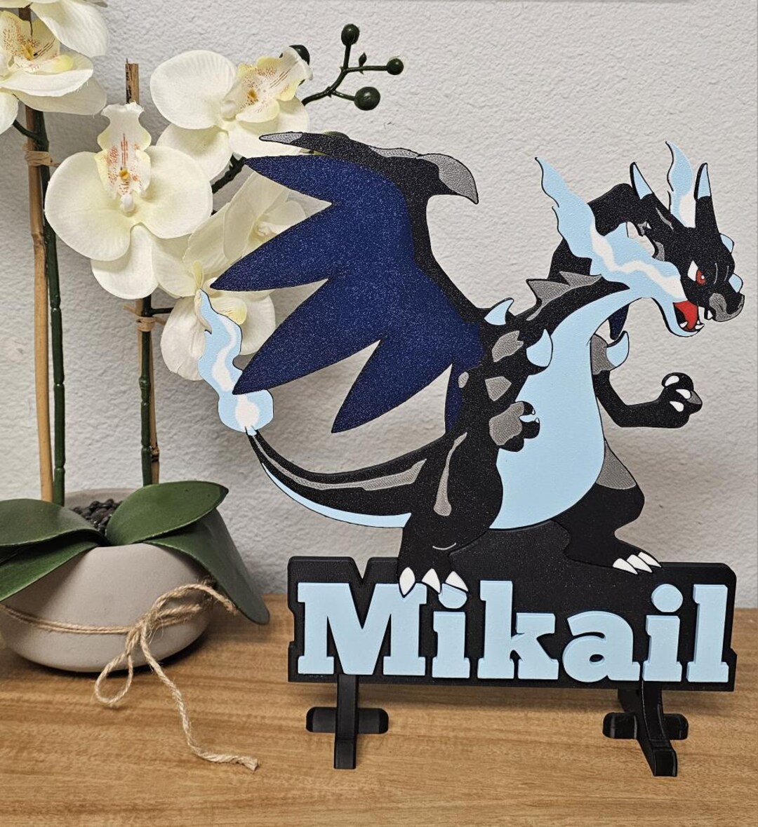 Custom Mega Charizard X 3d Printed Name _ Desk Sign - Kids Sign _ Gift ...