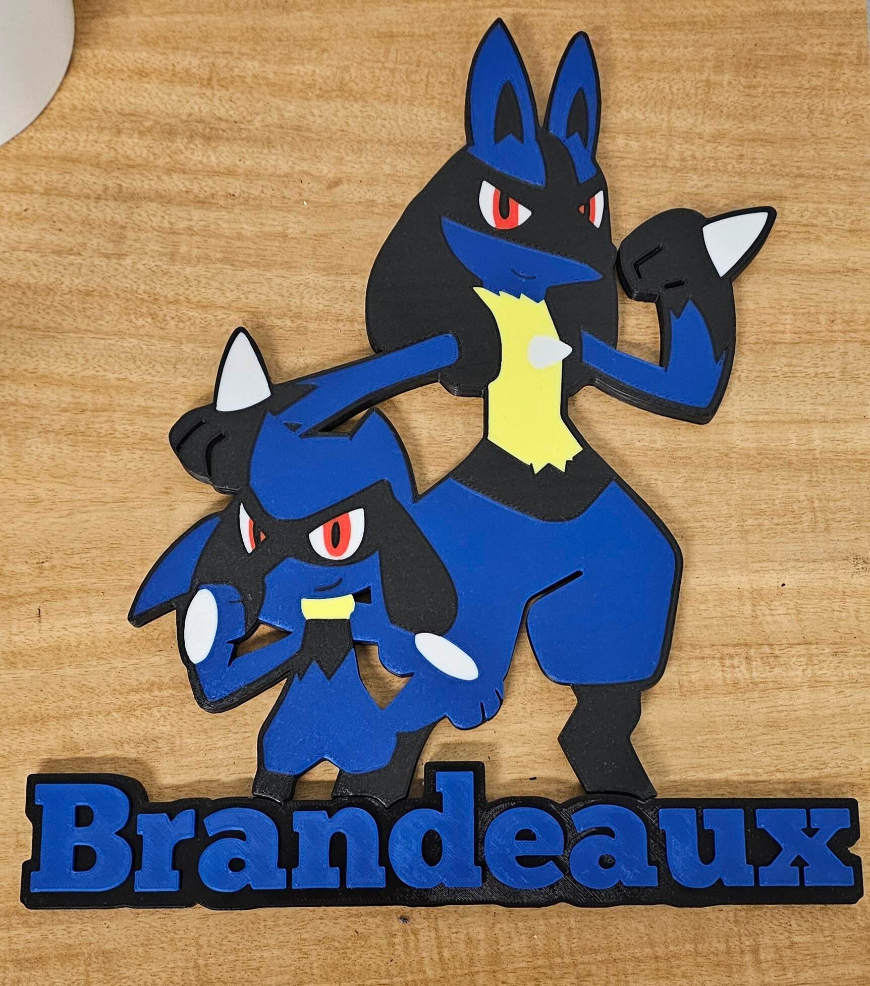 Custom Pokemon Lucario and Riolu Name Plate Sign Desk Sign Kids, Adult ...