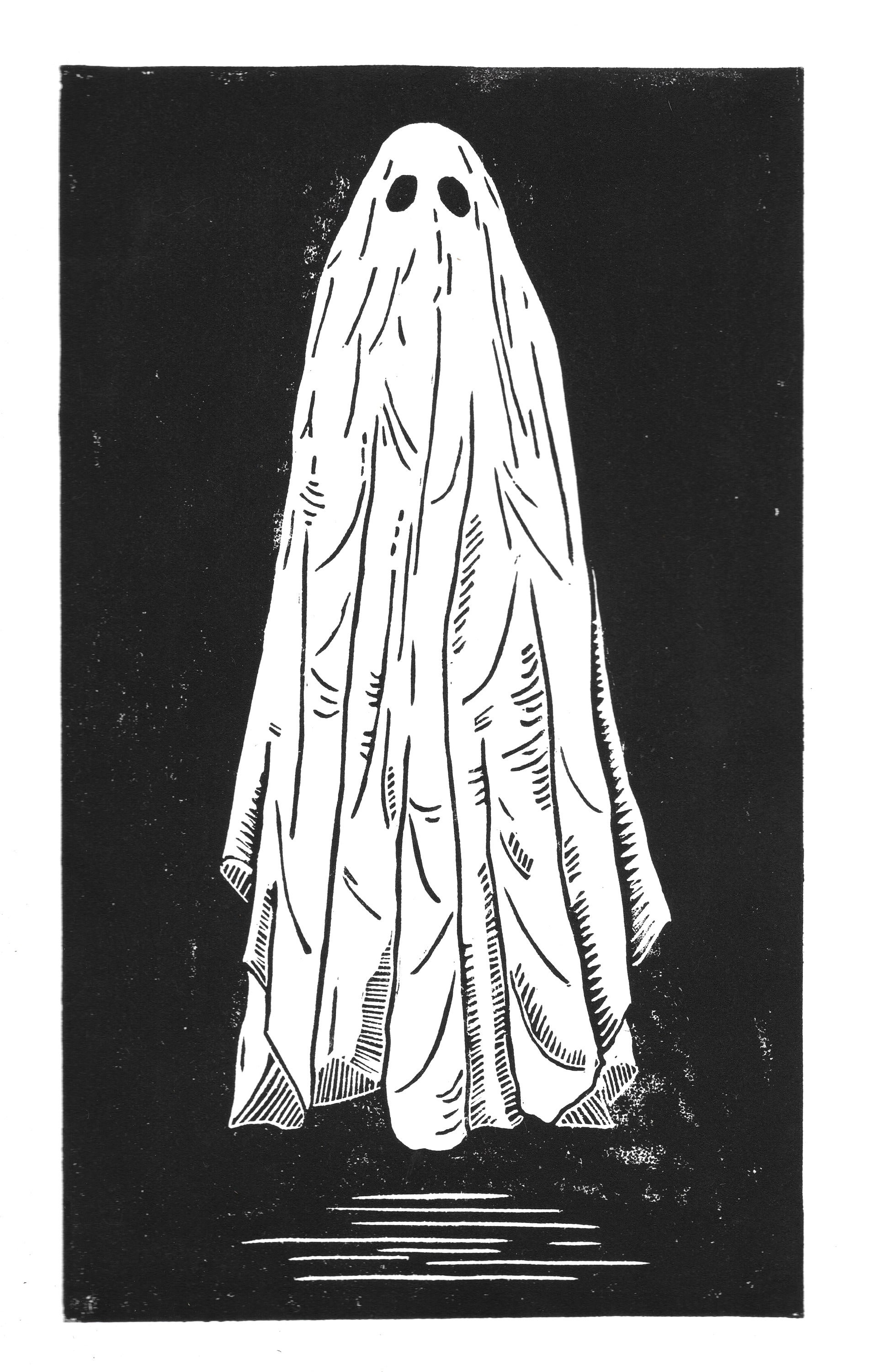Spooky Sheet Ghost - Original, Hand Pressed Linocut Print - Etsy