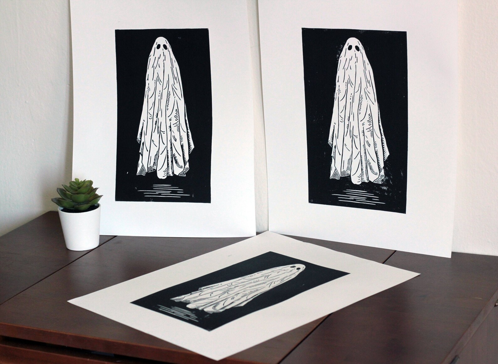 Spooky Sheet Ghost - Original, Hand Pressed Linocut Print - Etsy