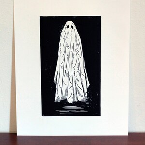 Spooky Sheet Ghost - Original, Hand Pressed Linocut Print - Etsy