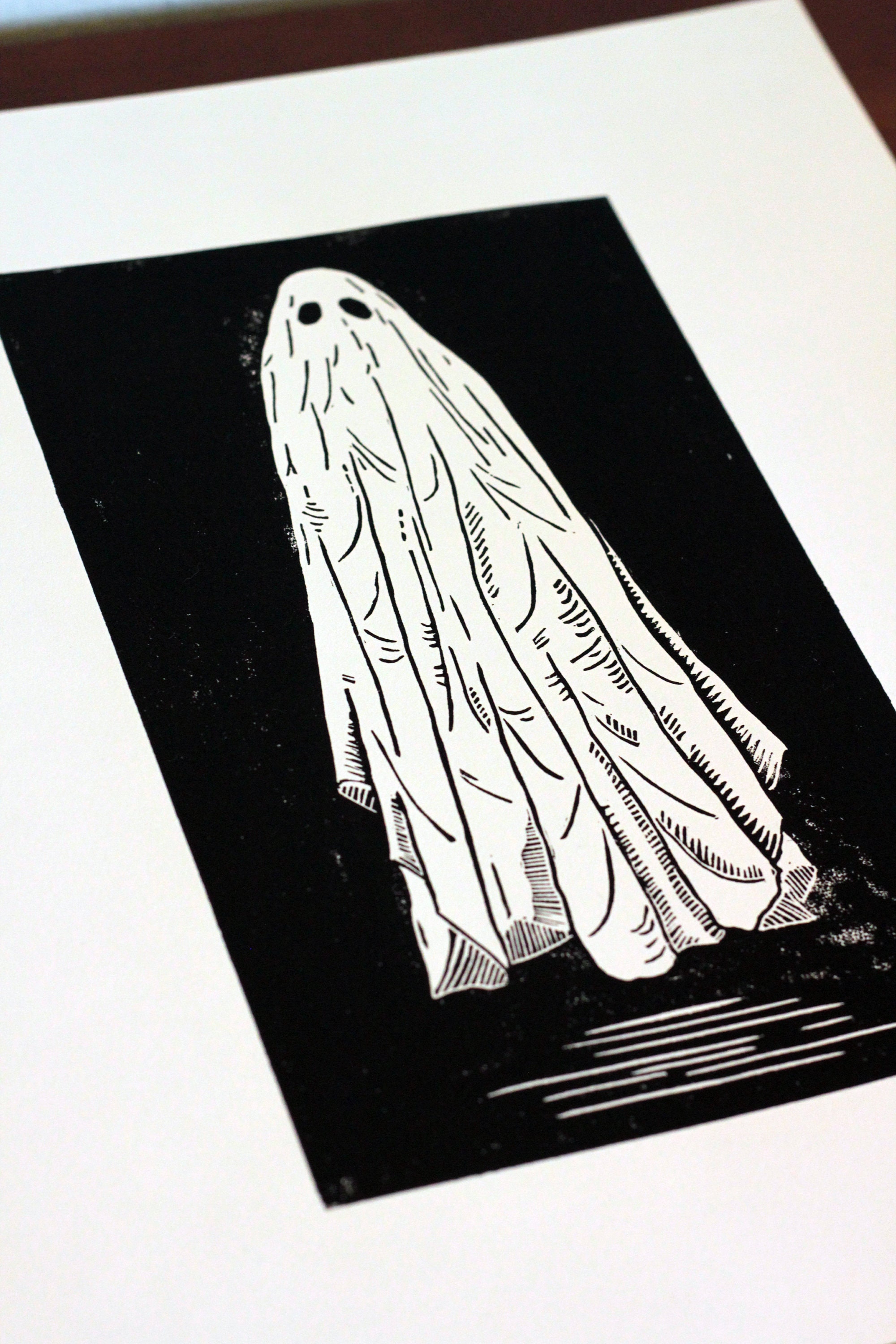 Spooky Sheet Ghost - Original, Hand Pressed Linocut Print - Etsy