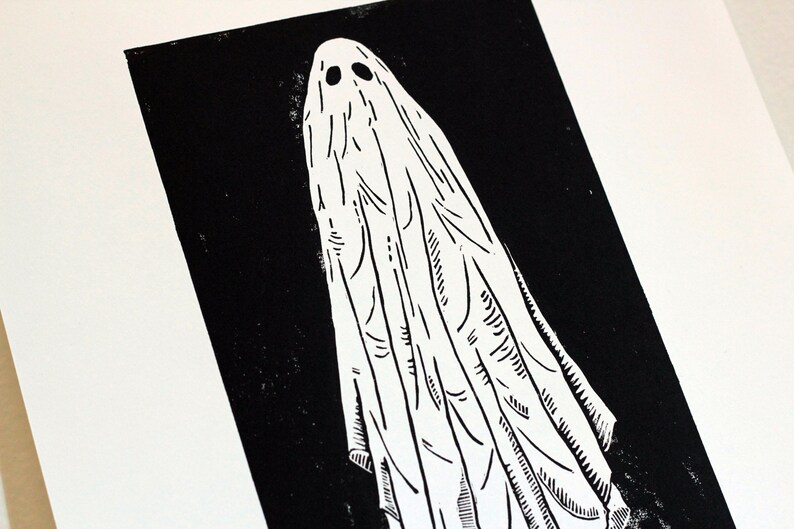 Spooky Sheet Ghost - Original, Hand Pressed Linocut Print - Etsy