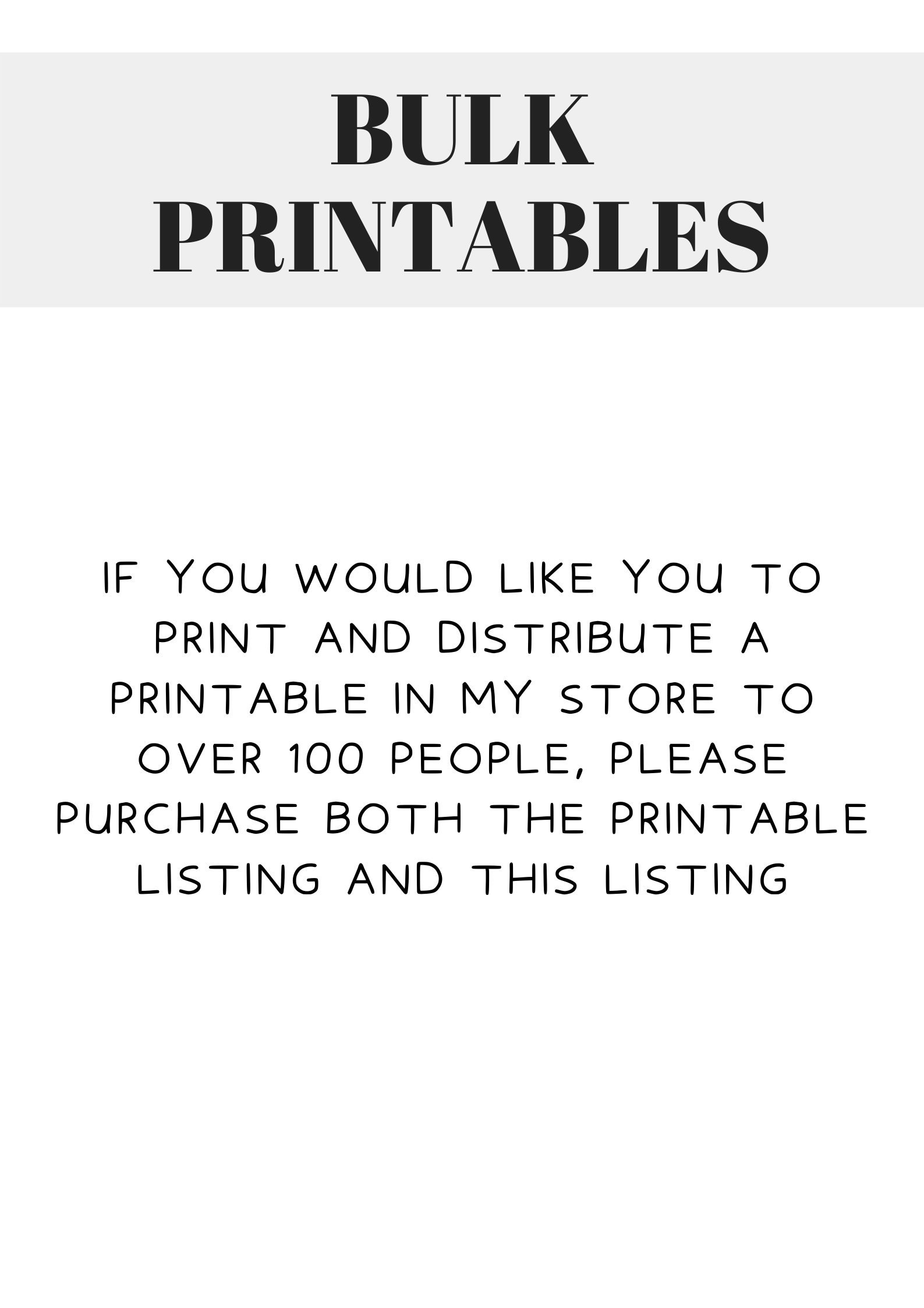 BULK PRINTABLE LICENSE, License to Print Any Printable in My Store and ...