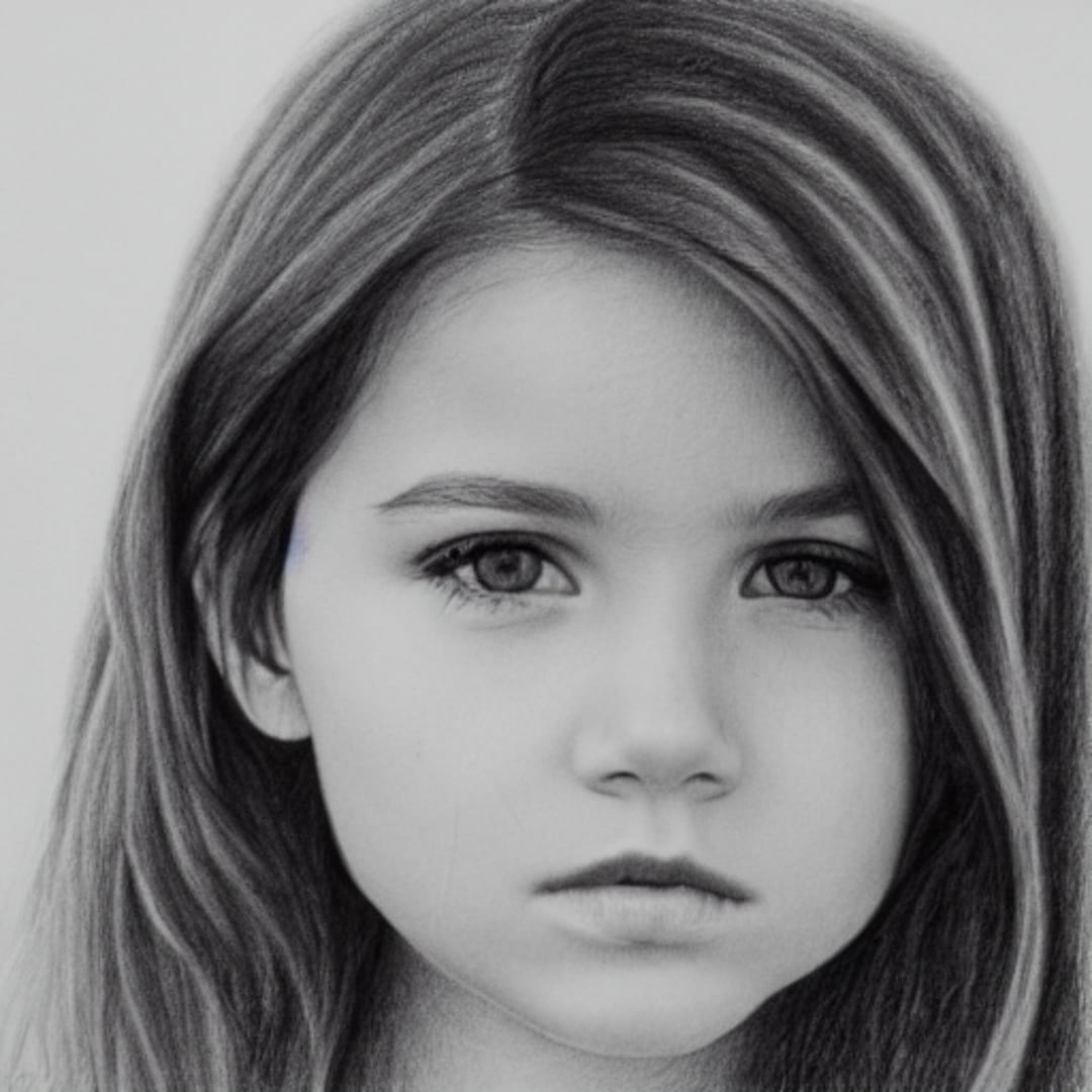 AI Digital Art Pencil Drawing of Adorable Girls perfect to Decorate ...