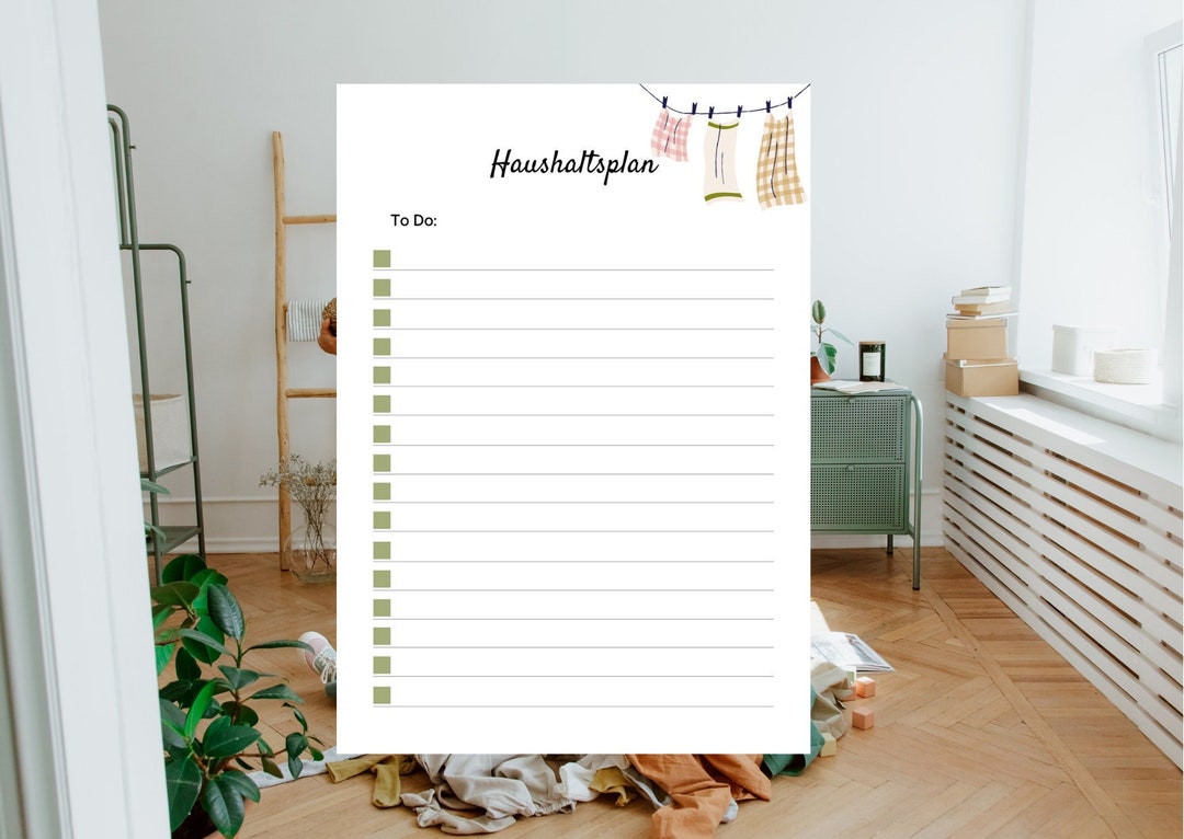 Household Checklist / Printable Plan // A4 Format // Cleaning Checklist ...