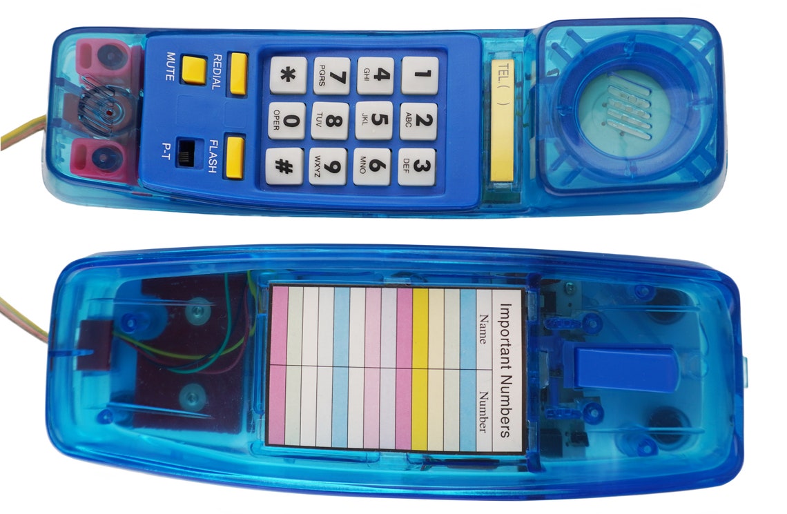 1990s Vintage Transparent Clear Blue Landline Telephone - Etsy
