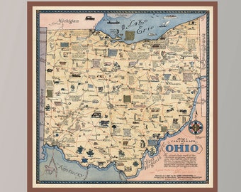 Ohio State Wall Map Large Print Poster - Etsy