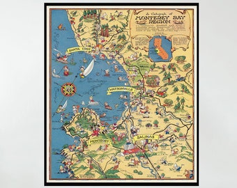 Old Monterey CA Map 1850 Vintage Language Capital of the - Etsy