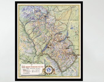 Glacier National Park Map Poster - Etsy
