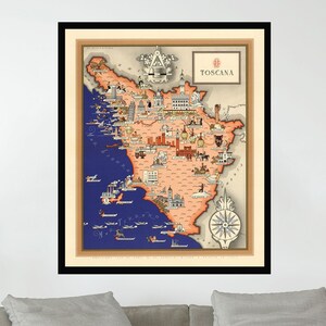 Old Map of Tuscany,italy, Vintage Map Poster,vintage Pictorial Map ...