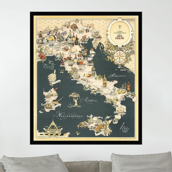 Large Map of Italy Poster - Etsy UK