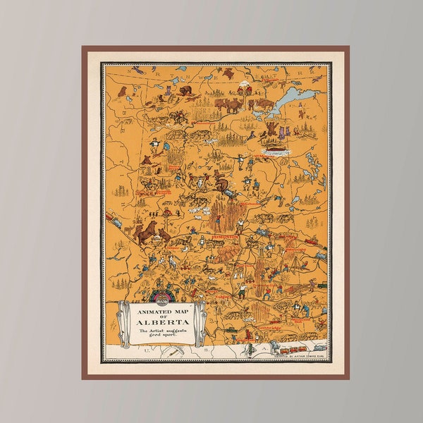 Vintage Map of Alberta - Etsy