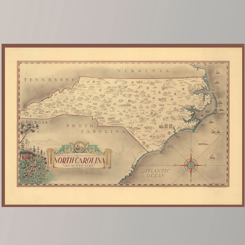 North Carolina Map - Etsy