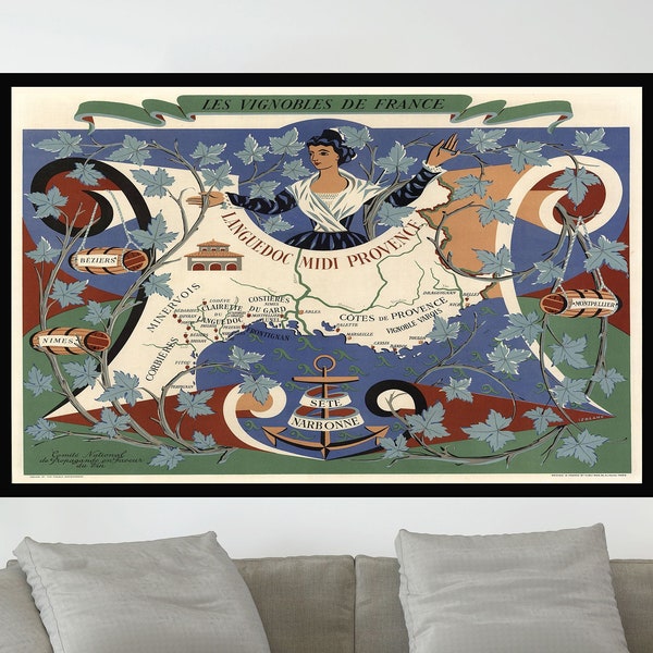 Vintage Map of Provence - Etsy