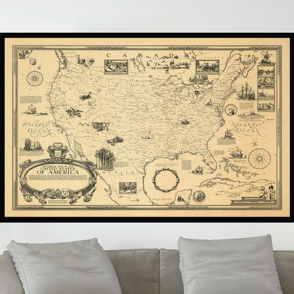 Extra Large Vintage Map - Etsy