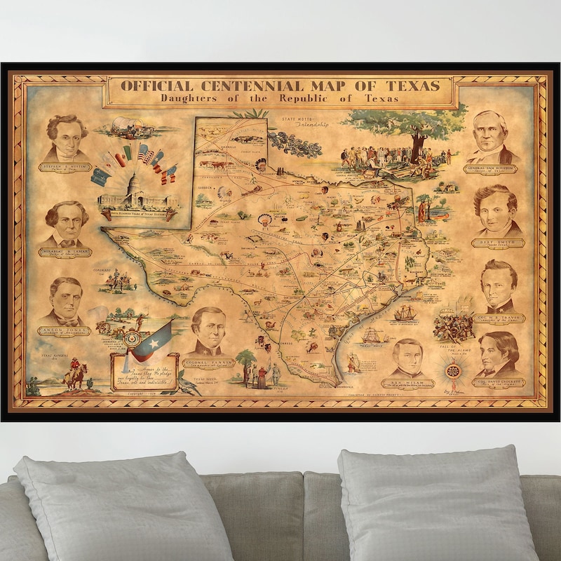 Texas Vintage Map - Etsy