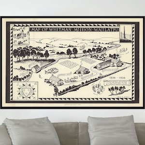 Old Map of Whitman College, Vintage Pictorial Map, Vintage Map Poster ...