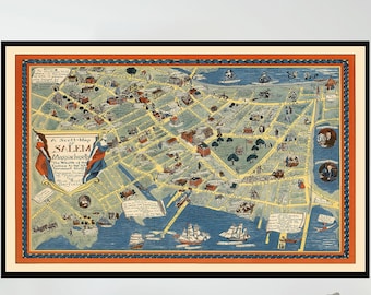 Salem Massachusetts Map 1600 Old Environs Atlas Poster - Etsy
