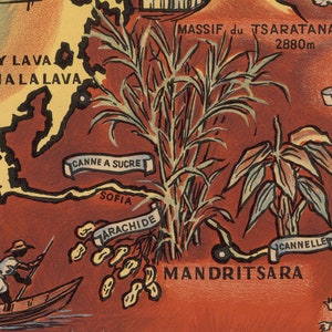 Old Map of Madagascar, Vintage Pictorial Map Poster, Vintage Map Art ...