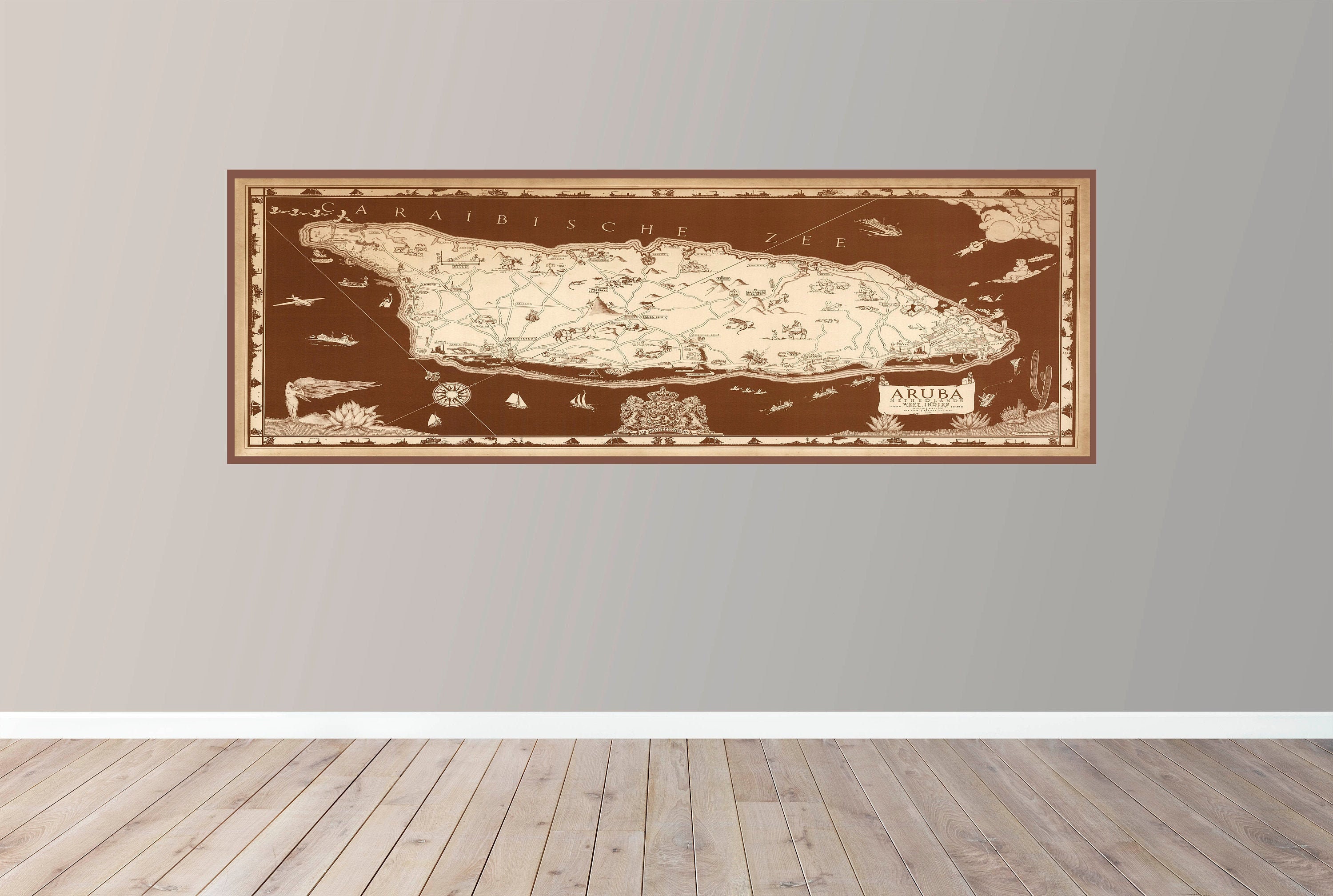 Old Map of Aruba Vintage Pictorial Map Vintage Map Poster - Etsy UK