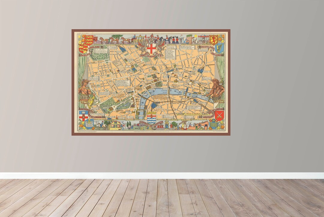 Old Map of London, Vintage Pictorial Map, Vintage Map Poster,vintage ...