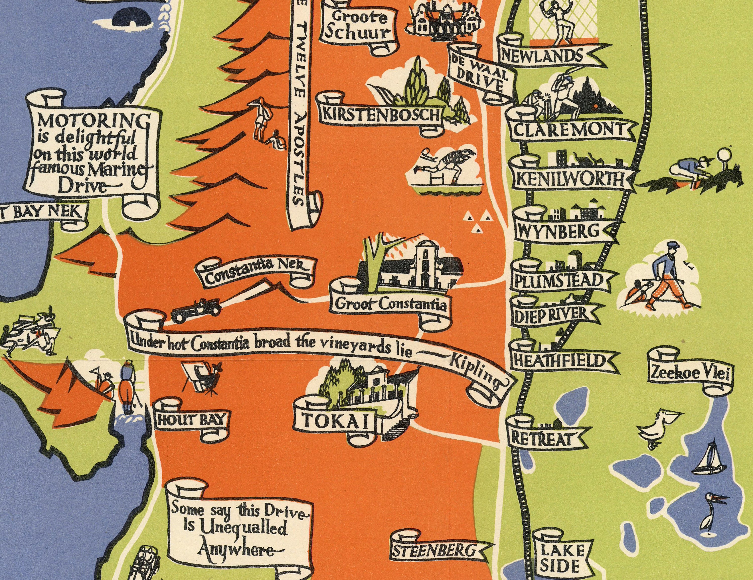Old Map of Cape Peninsula Vintage Pictorial Map - Etsy