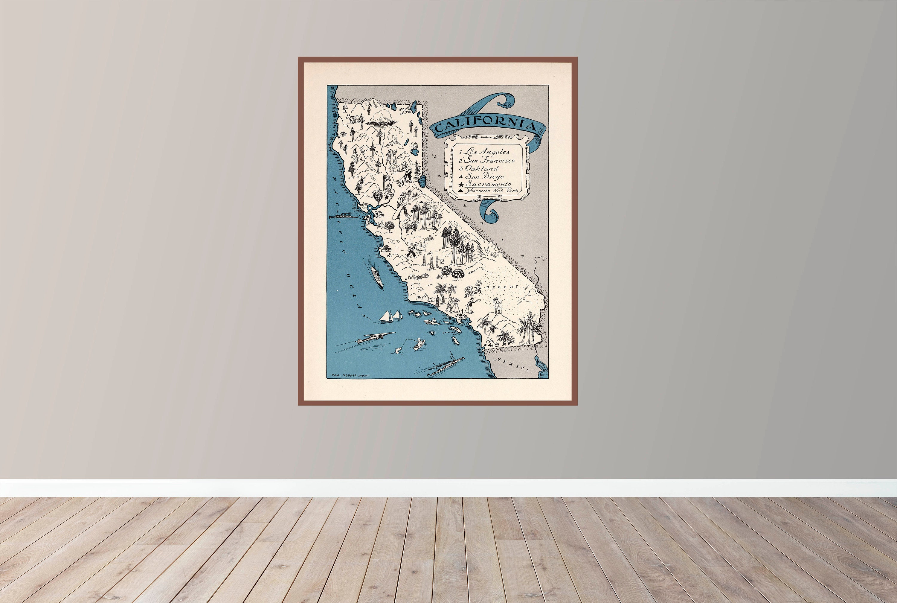 Old Map of California Vintage Map Poster Vintage Pictorial - Etsy