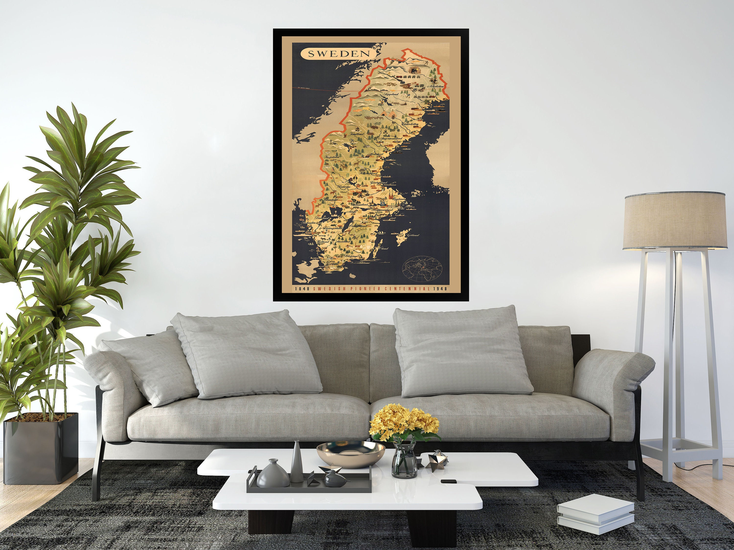 Old Map of Sweden Vintage Pictorial Map Vintage Map Poster - Etsy