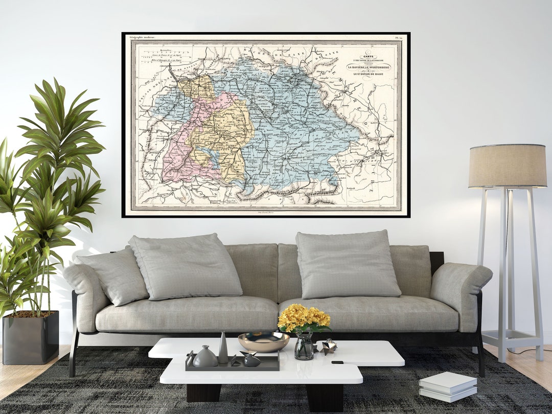 Old Map of Bavaria,vintage Map of Germany,vintage Map Poster,vintage ...