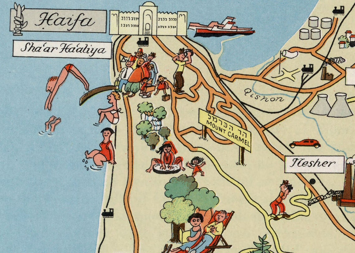 Old Map of Haifa Israel Vintage Map Poster Vintage - Etsy