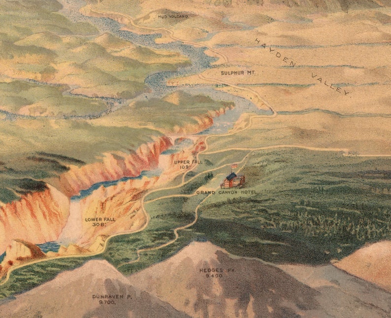 Old Map of Yellowstone National Park Map Poster Vintage - Etsy