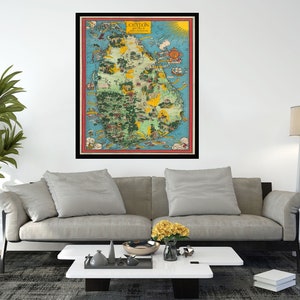 Old Map of Ceylon, Vintage Pictorial Map Posters, Vintage Map Art ...
